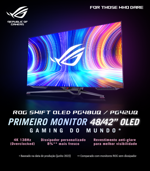 Monitores Gaming ROG OLED 42 e 48 Polegadas